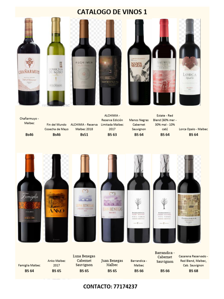 CATALOGO DE VINOS GENERAL | PDF | Variedades De Uva De Vino | Uva