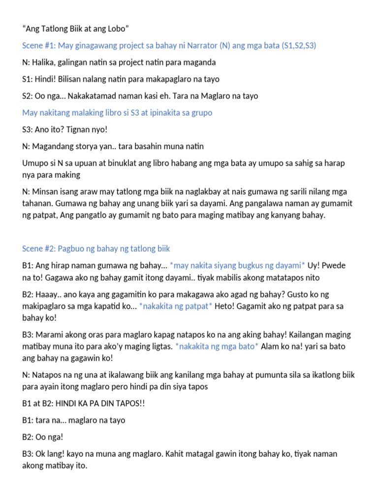 Ang-Tatlong-Biik-at-ang-Lobo-Script | PDF Ang-Tatlong-Biik-at-ang-Lobo-Script | PDF