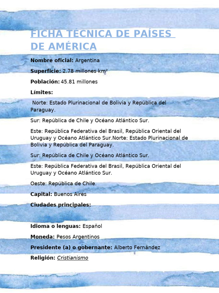 Ficha tecnica de paises (1) | PDF