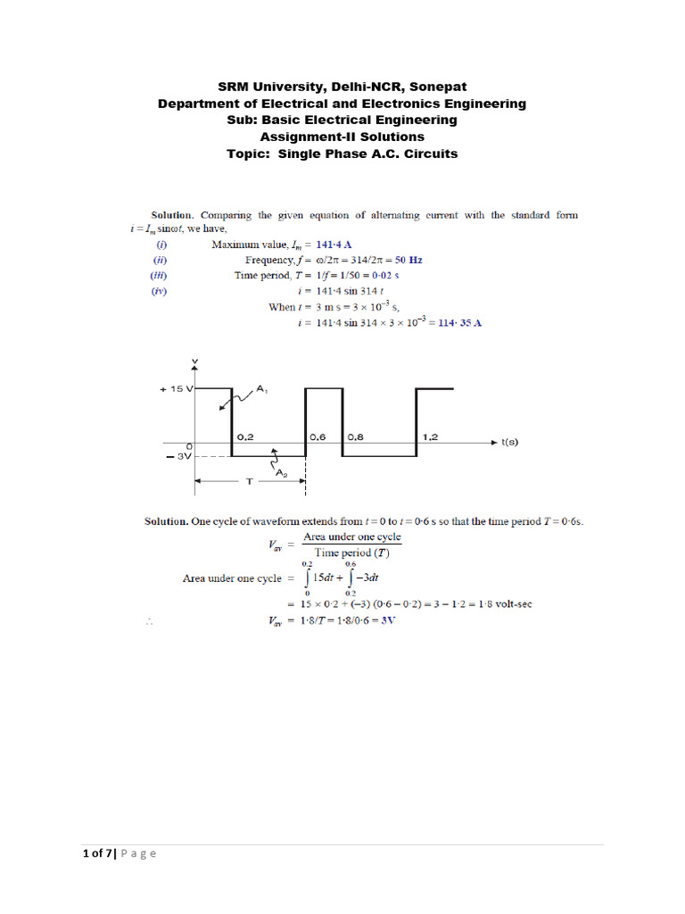 BEE Assignment Solutions-II | PDF | Inductor | Inductance