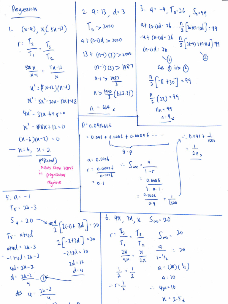 Progressions Answer Sheet | PDF