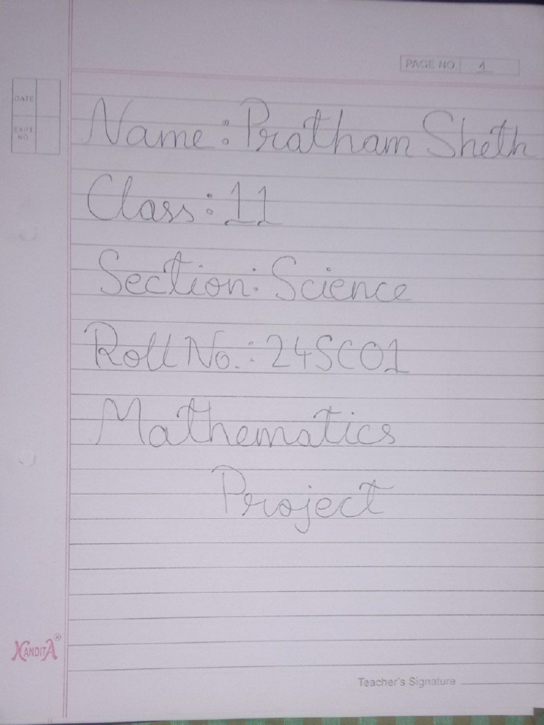 Pratham Sheth XI Science Mathematics Project | PDF