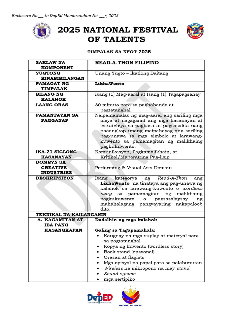2025 Nfot Read A Thon Filipino | PDF