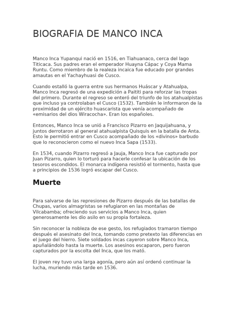 Biografia de Manco Inca | PDF
