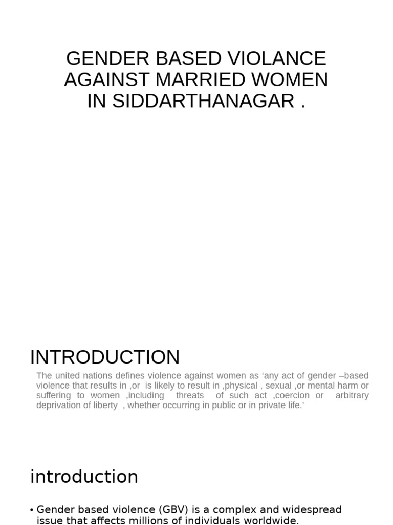Gender Based Violance Against Married Women in Siddarthanagar | PDF