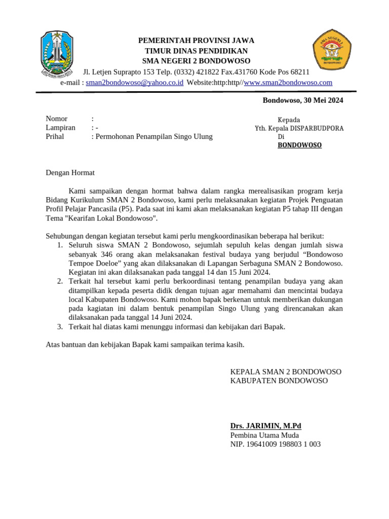 Surat Permohonan p5 2024 | PDF