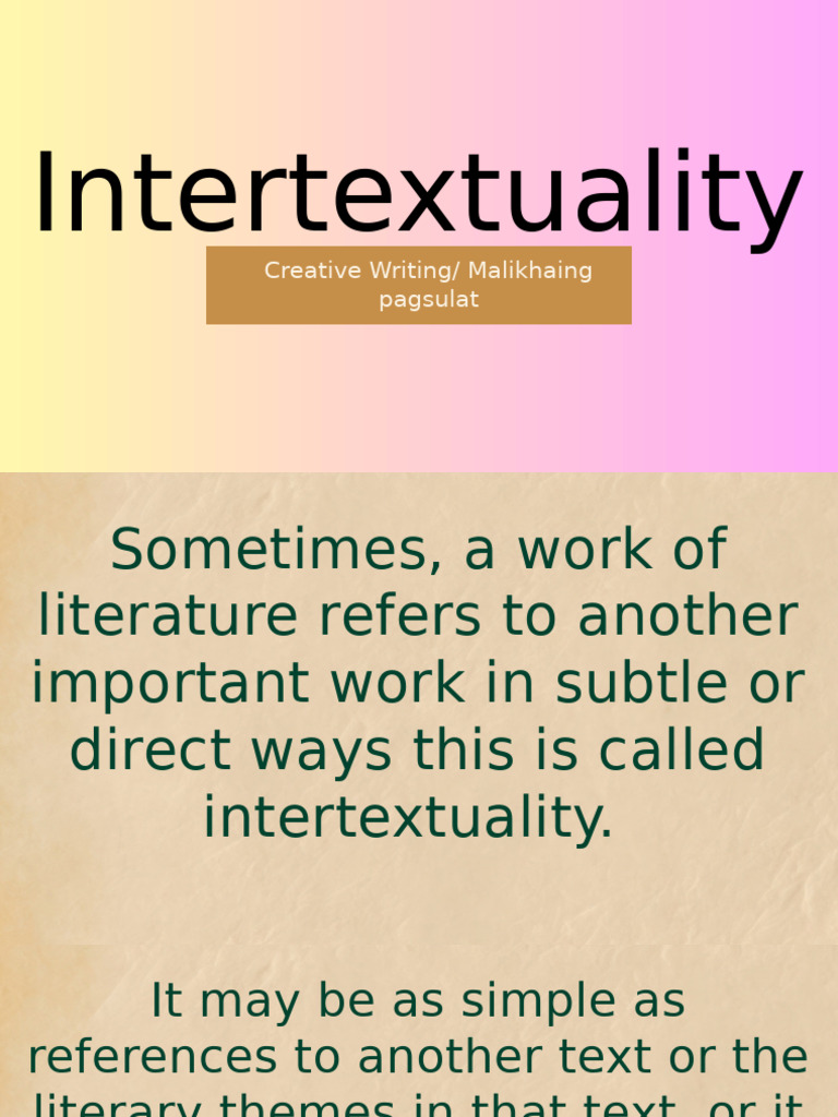 Analysing Intertextuality in Literature English Presentation in Green ...