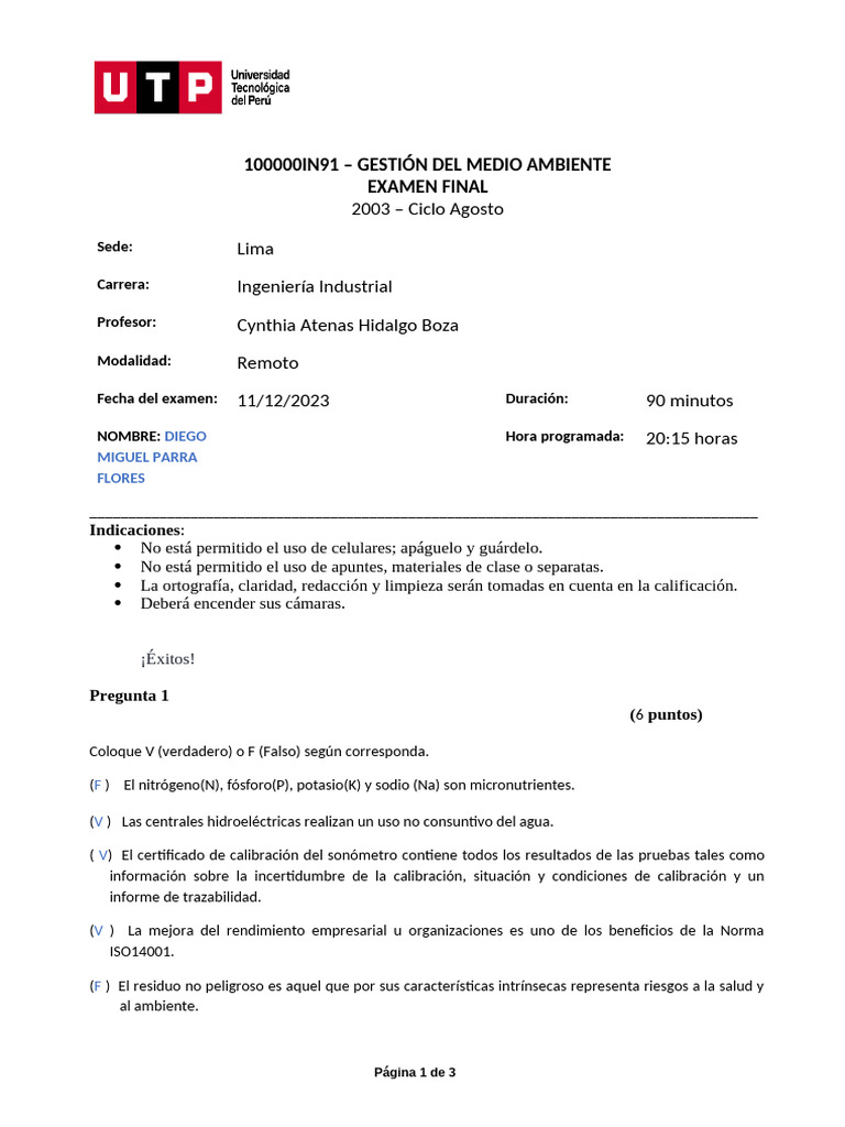 Examen Final: Gestión del Medio Ambiente | PDF | Entorno natural ...