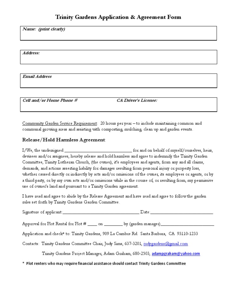 Trinity Gardens Application Form | PDF