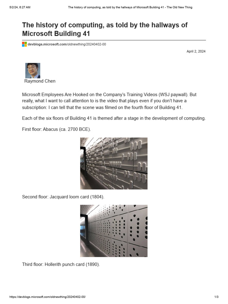 2024-04-02 - The History of Computing, As Told by The Hallways of Microsoft Building 41 | PDF