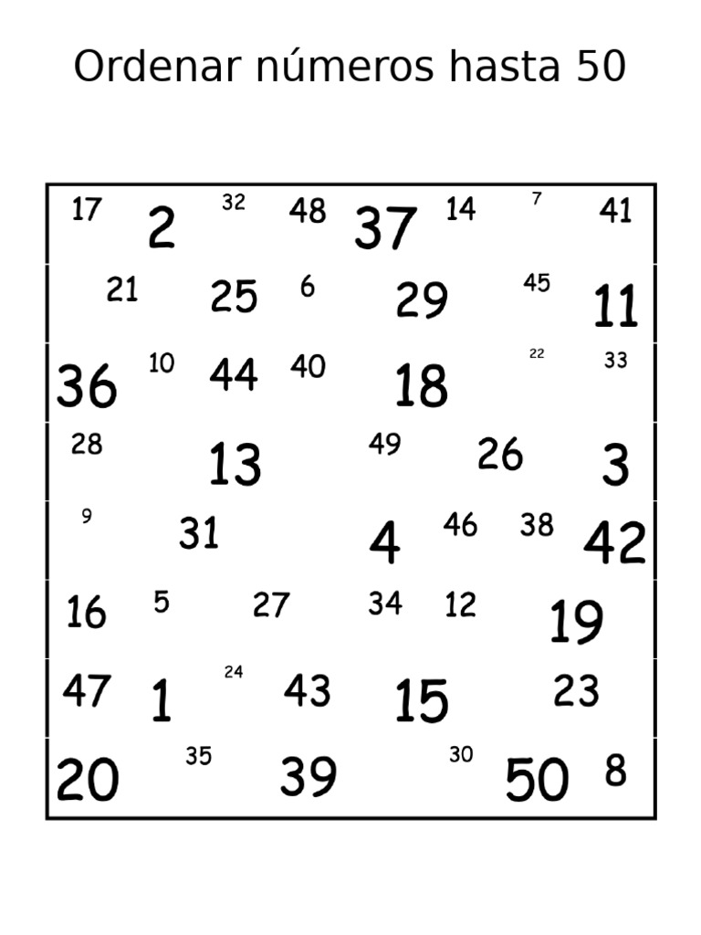 Ordenar números hasta 50 | PDF