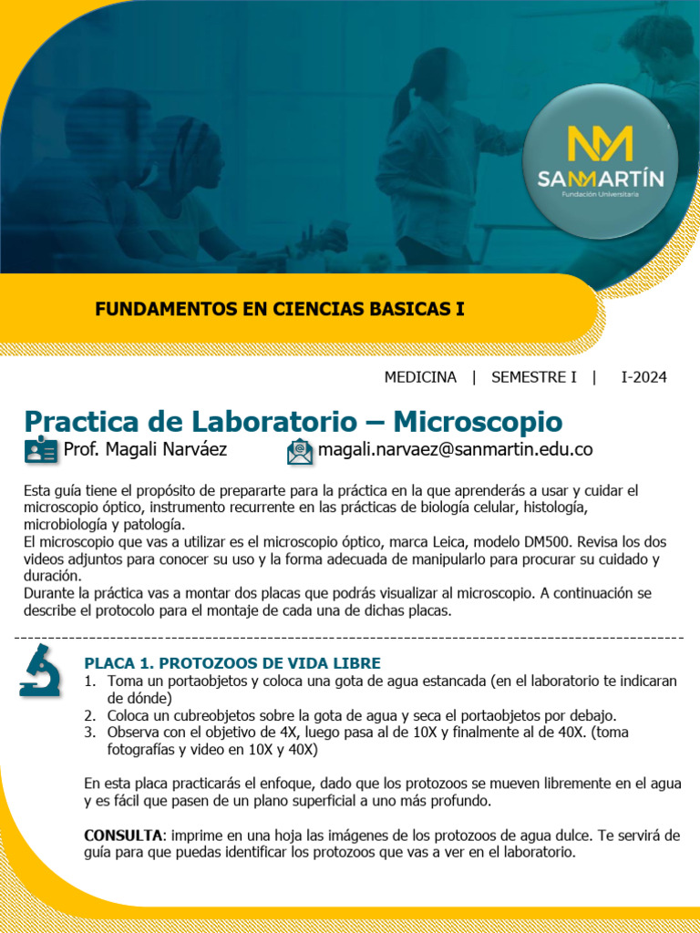 Practica de Laboratorio - Uso y Cuidado Del Microscopio | PDF ...