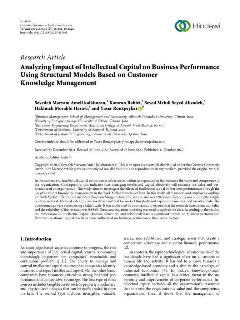 (一組) 3.intellectual capital and customer KM | PDF | Structural Equation ...