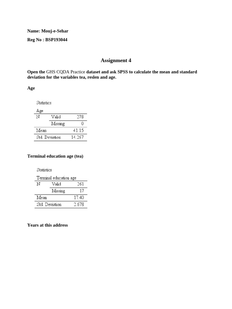 BSP193044 SPSS S2 Assignment 4 | PDF