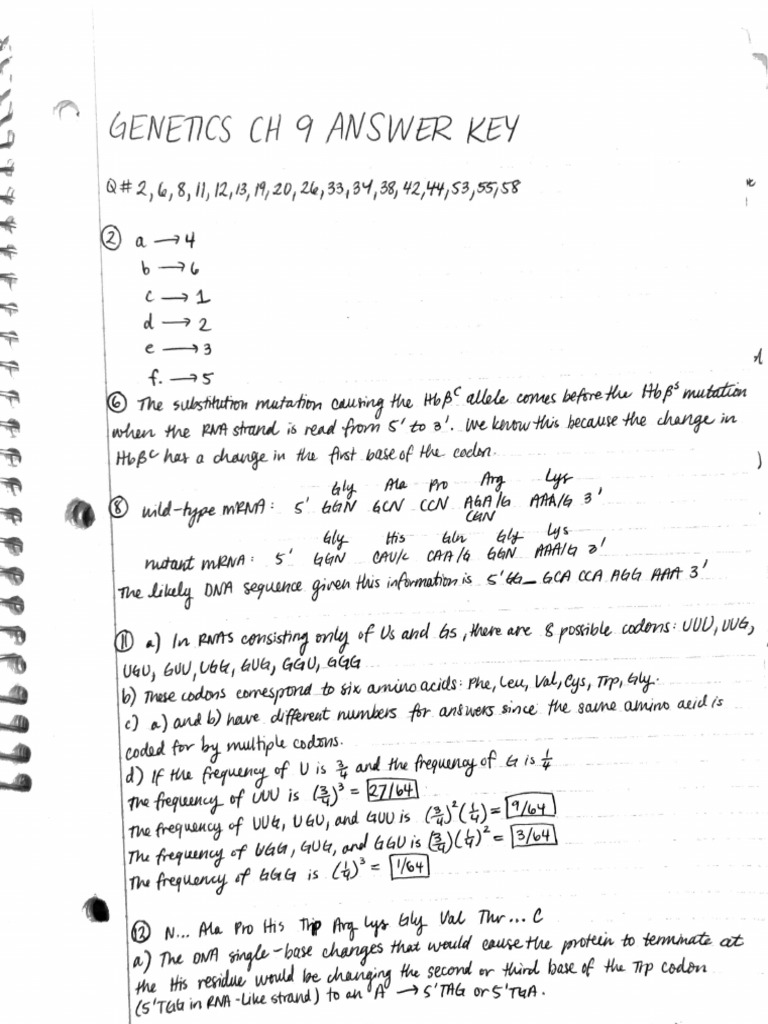 Genetics CH 9 Answer Key | PDF