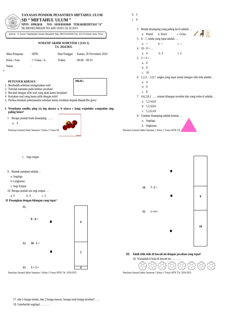 Sas 1 MTK 2024 | PDF