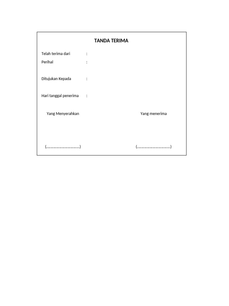 Contoh Tanda Terima | PDF