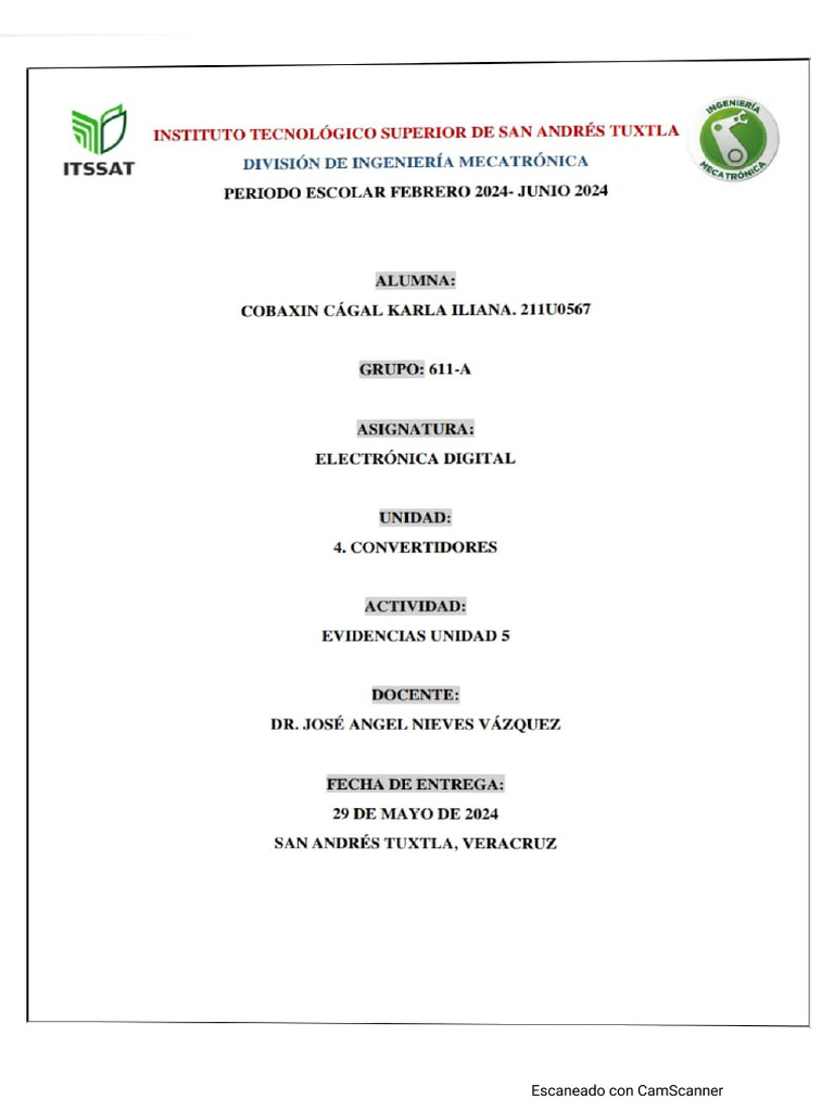 EVIDENCIAS5_COBAXIN KARLA_ELECTRONICA DIGITAL | PDF