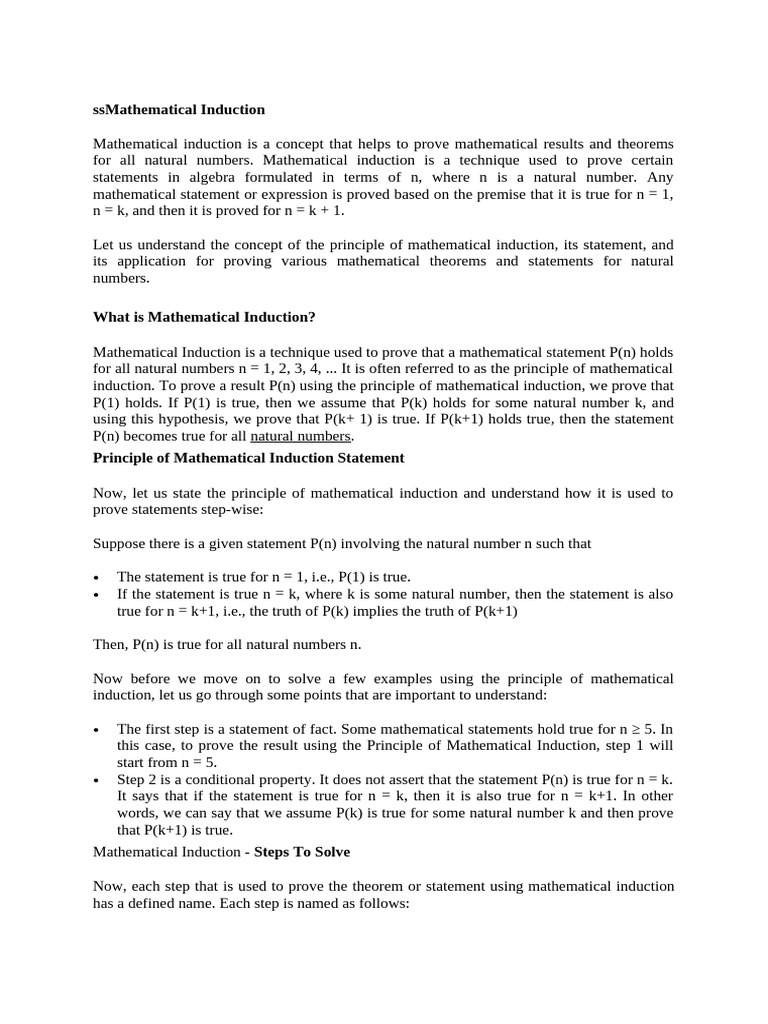 principle Mathematical Induction | PDF | Mathematics | Mathematical Proof principle Mathematical Induction | PDF | Mathematics | Mathematical Proof
