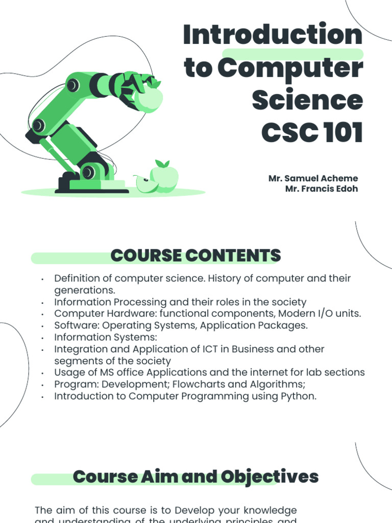 Csc 101 First Note | PDF | Integrated Circuit | Central Processing Unit Csc 101 First Note | PDF | Integrated Circuit | Central Processing Unit