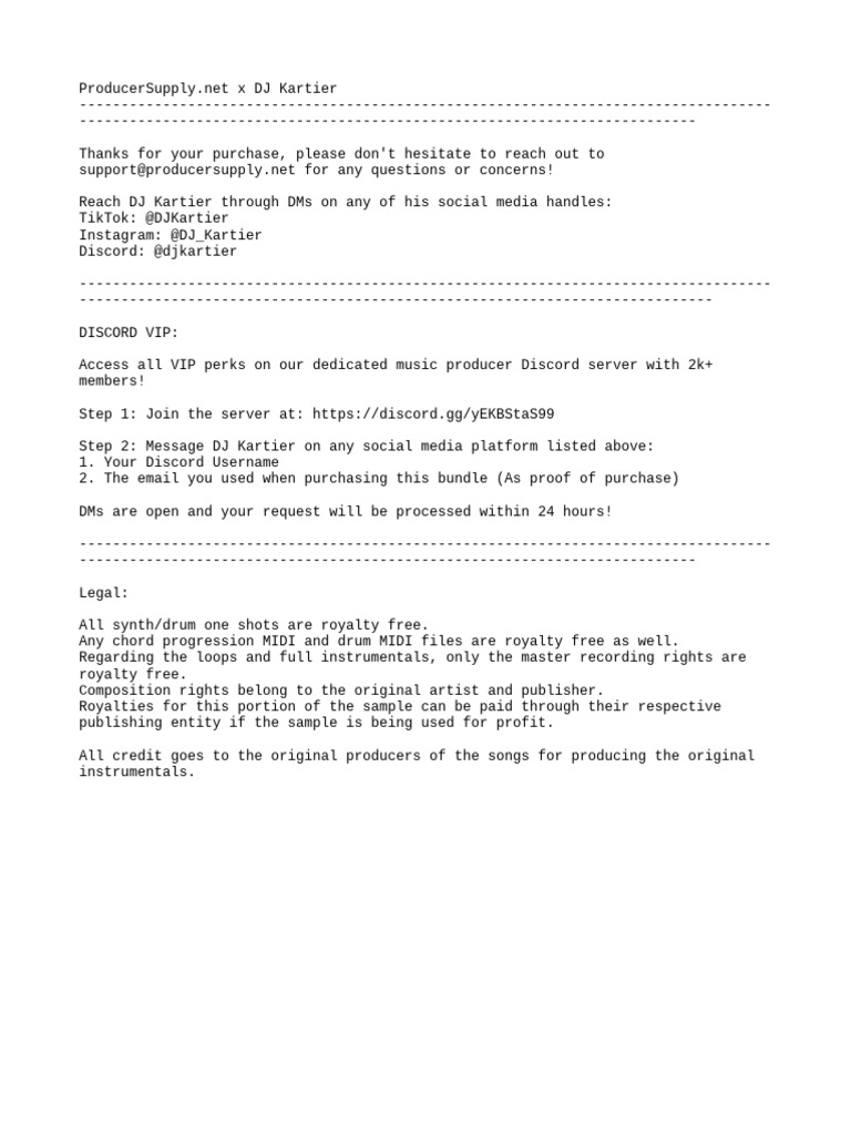 DJ Kartier Bundle Purchase Details | PDF