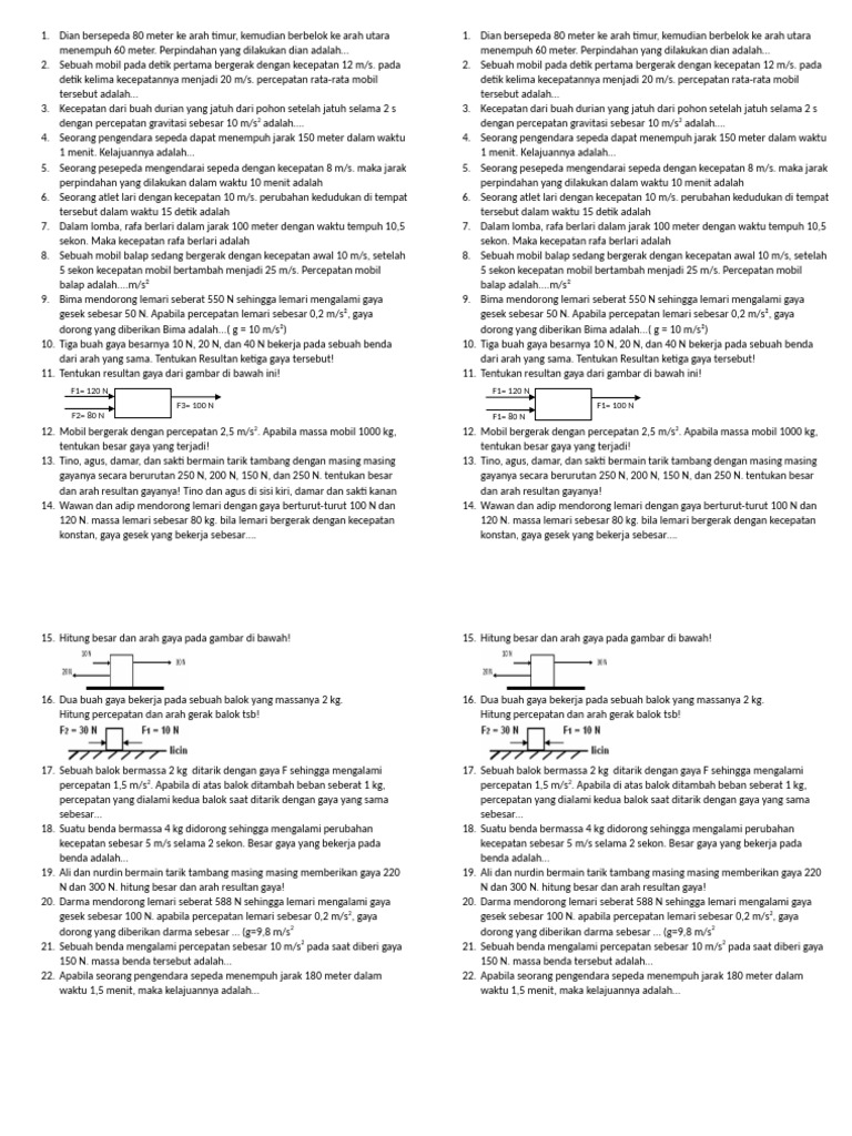 Latihan Soal Gerak Dan Gaya Kelas 7 | PDF