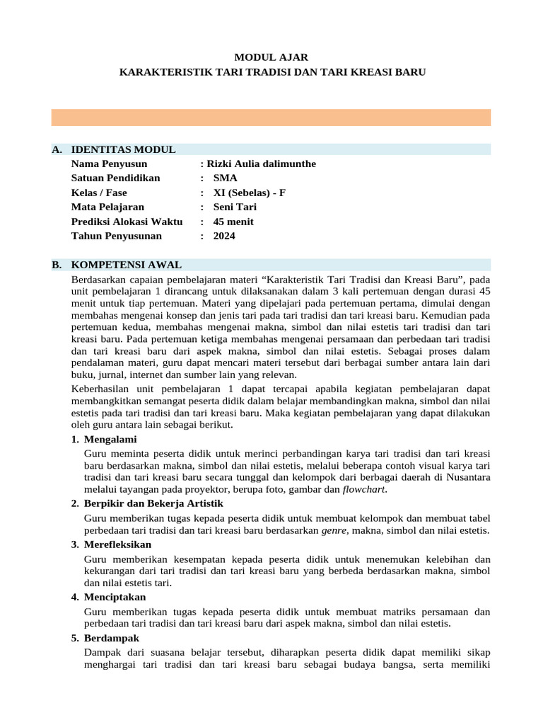 Modul Pembelajaran Rizki Aulia DLT 2 | PDF