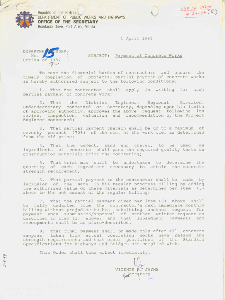 5 DO - 015 - S1987 Payment of Concrete Works | PDF | Concrete