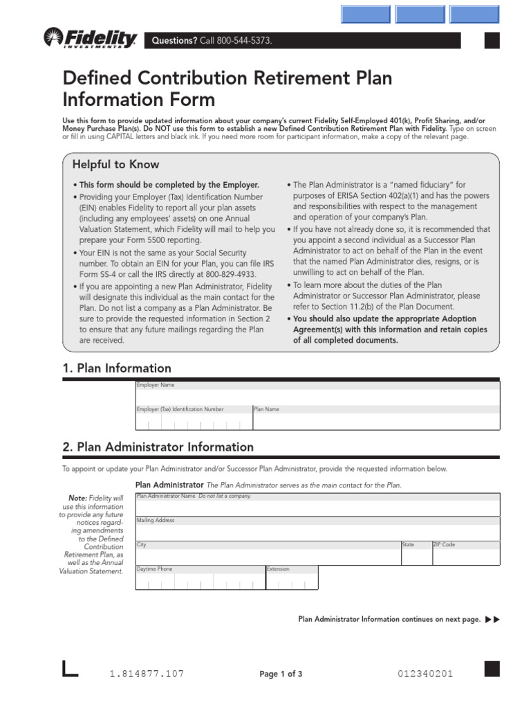 Retirement Plan Info Instructions and Form | PDF | Pension | 401(K)