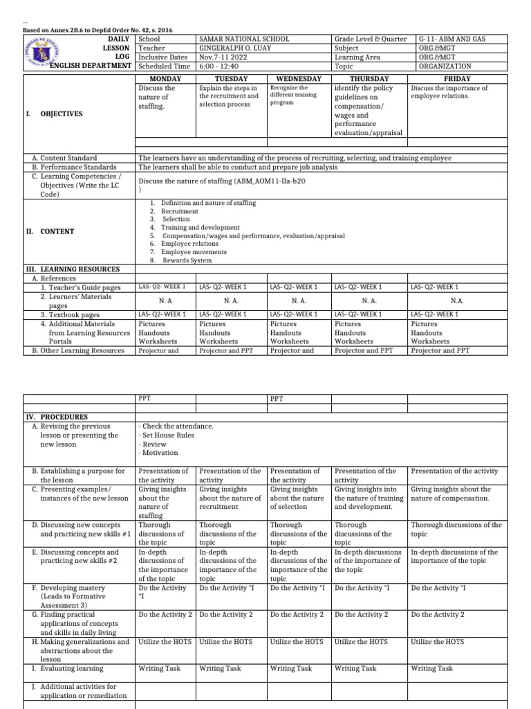 DAILY_LESSON_LOG_DLL_TEMPLATE | PDF | Cognitive Science | Behavior Modification