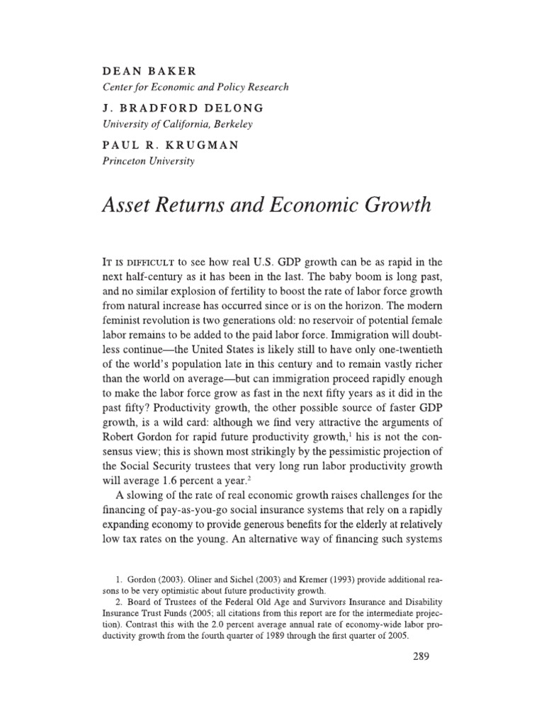 Asset Returns and Economic Growth | PDF