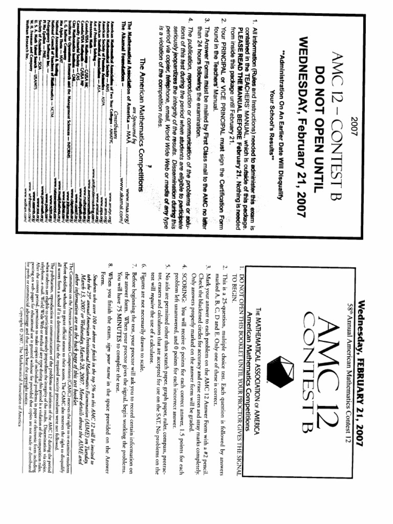 Amc 12B 2007 | PDF