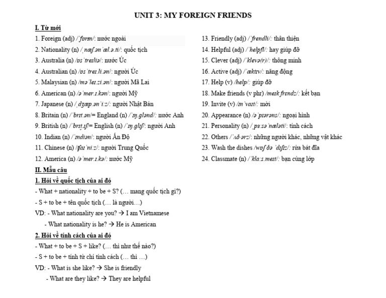 Bài Ghi Unit 3 (K5) | PDF