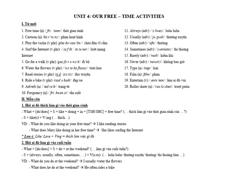 BÀI GHI UNIT 4 (K5) | PDF