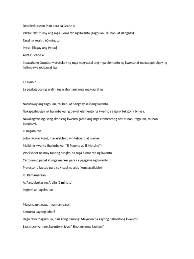 Detailed Lesson Plan para Sa Grade 4 | PDF
