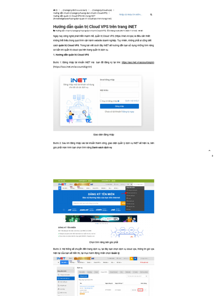 Hướng dẫn quản trị cloud vps trên trang iNET | PDF