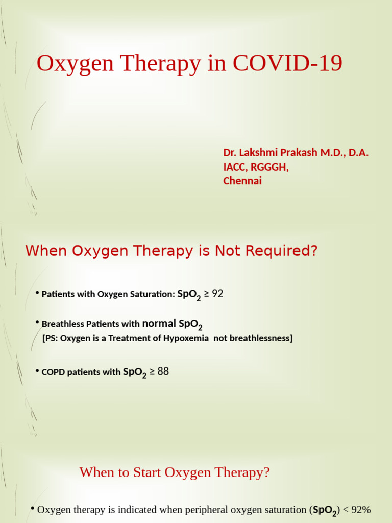 Oxygen Therapy Guidelines for COVID-19 | PDF | Respiratory Diseases ...