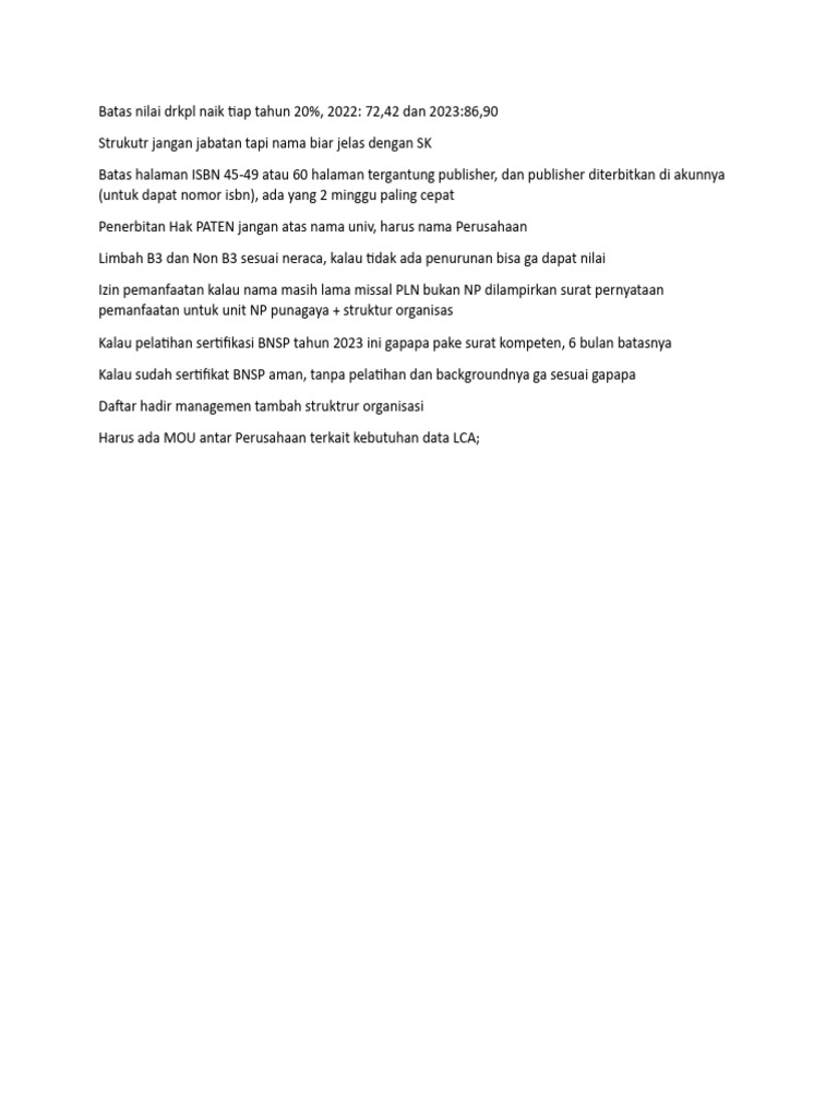 Batas Nilai DRKPL Naik Tiap Tahun 2023 | PDF