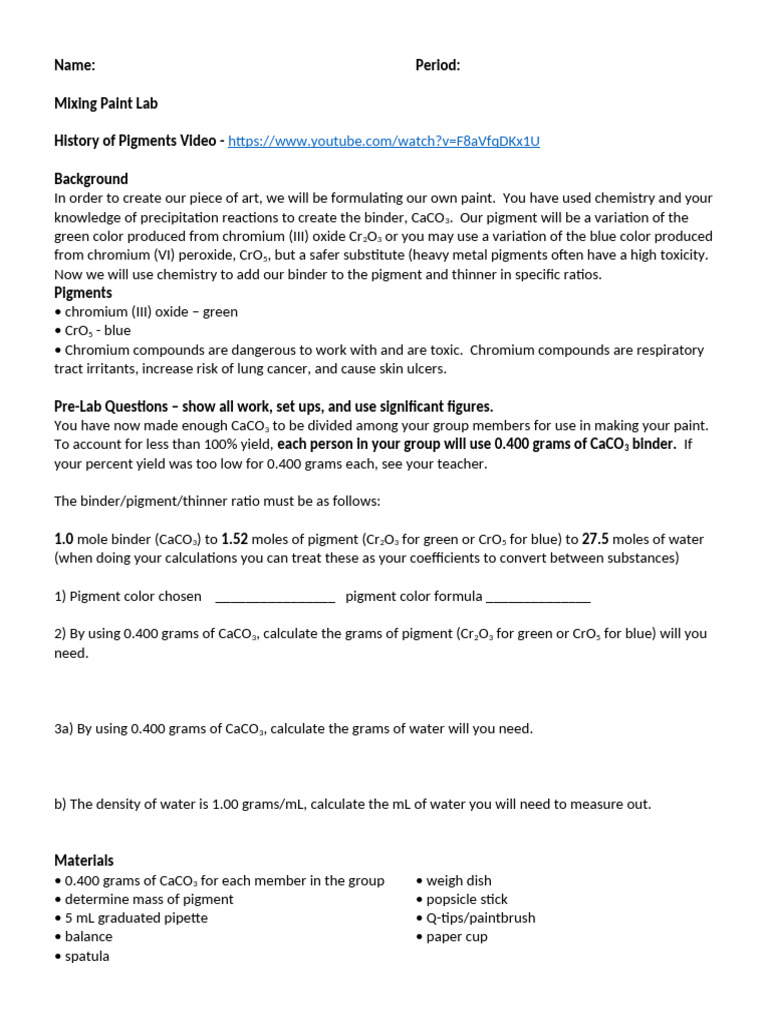 Mixing Paint Lab | PDF | Chromium | Paint