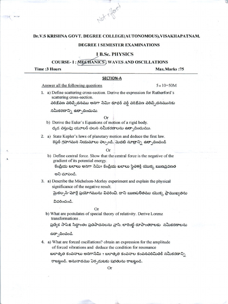 Phy Sem 1 Waves and Oscillations | PDF