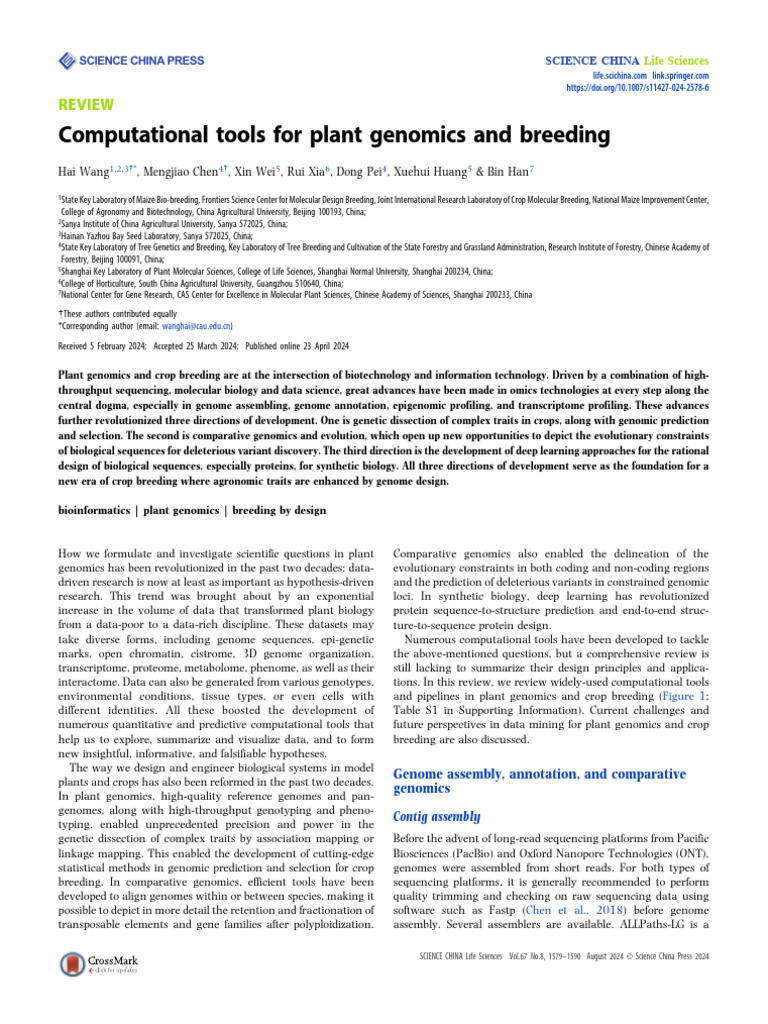 Computational Tools For Plant Genomics and Breeding | PDF | Genomics ...
