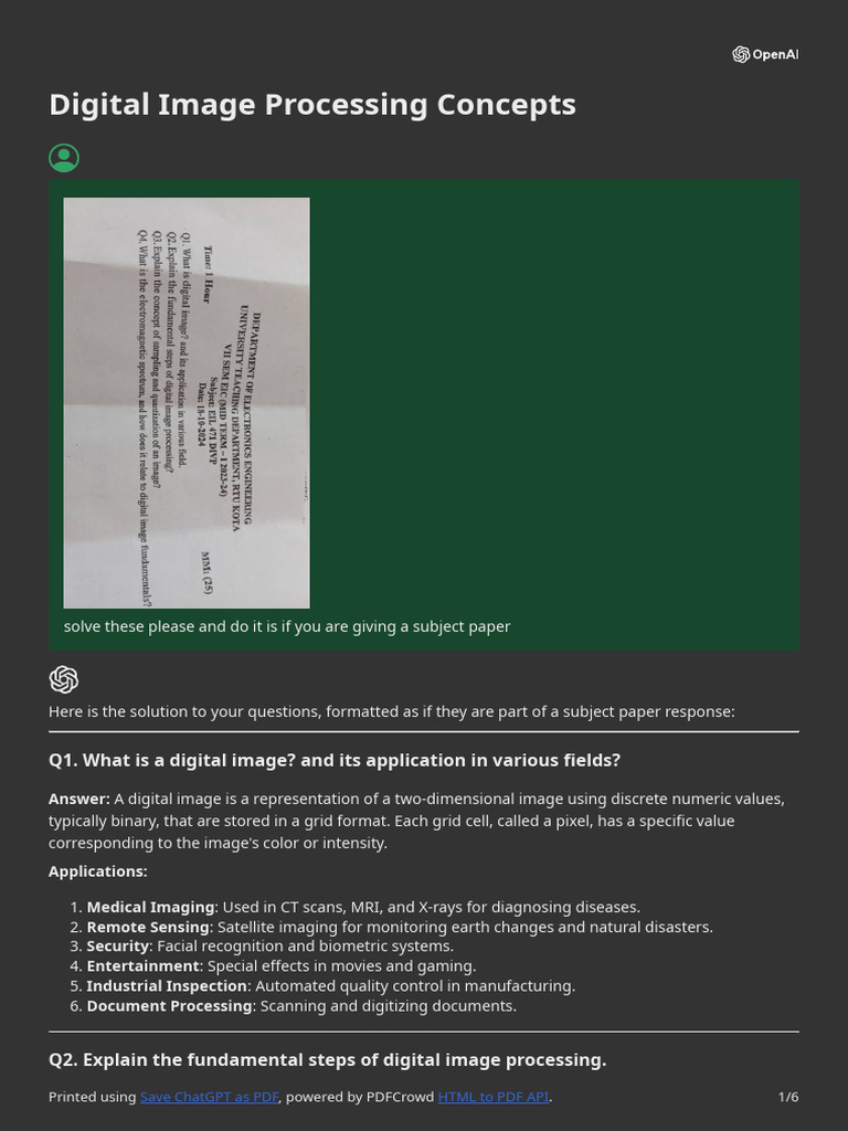 Digital Image Processing Concepts | PDF | Electromagnetic Spectrum | Infrared