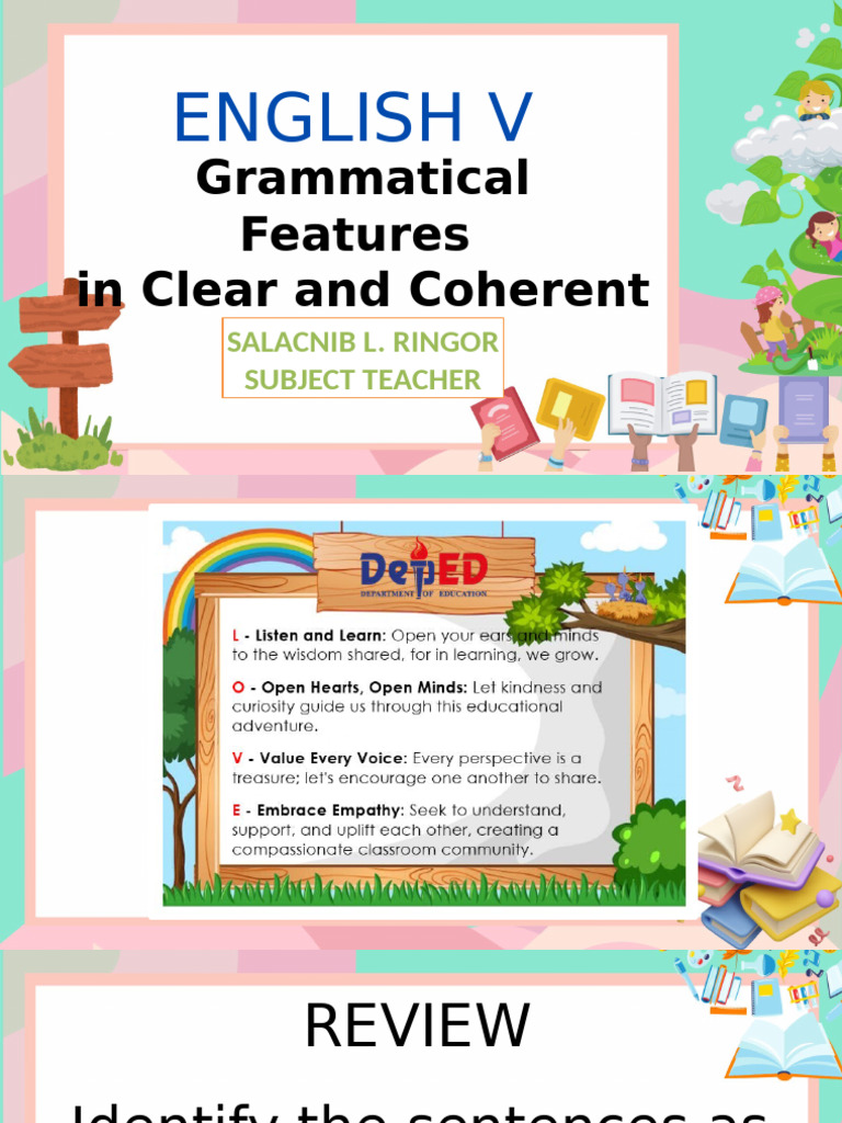 ENGLISH V COT 1 | PDF | Verb | Subject (Grammar)