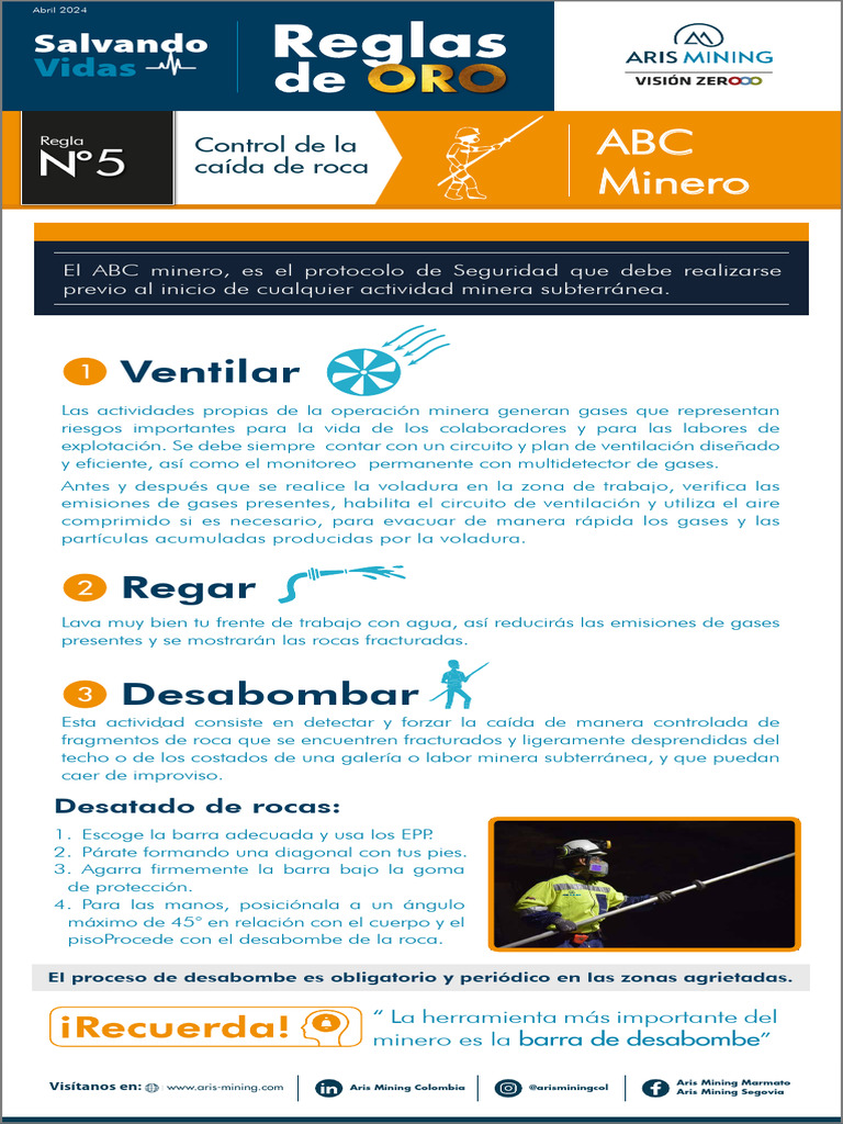 Protocolo ABC Minero: Seguridad y Desabombe | PDF