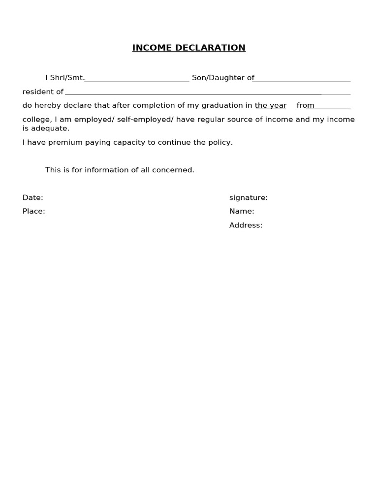 Income Declaration | PDF