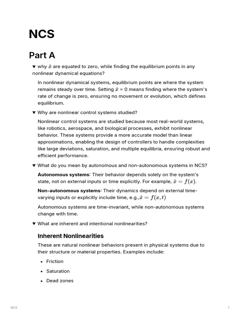 NCS Theory | PDF | Stability Theory | Nonlinear System