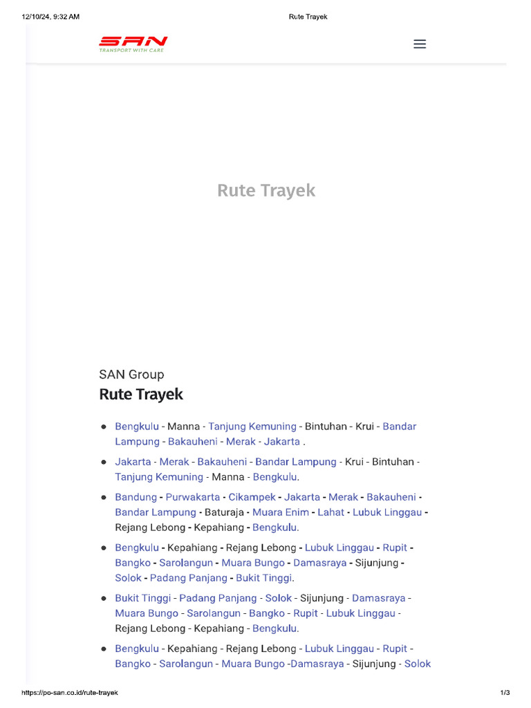 Rute Trayek | PDF