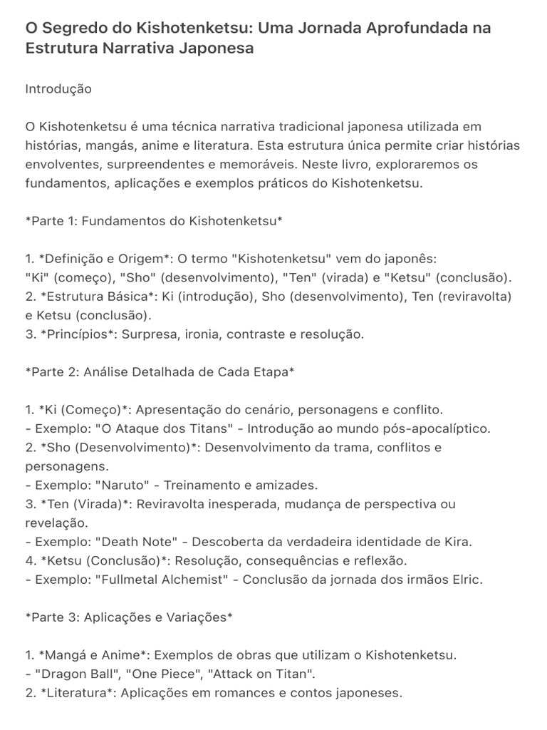 Estrutura do Kishotenketsu na Narrativa | PDF | Narrativa | Mangá