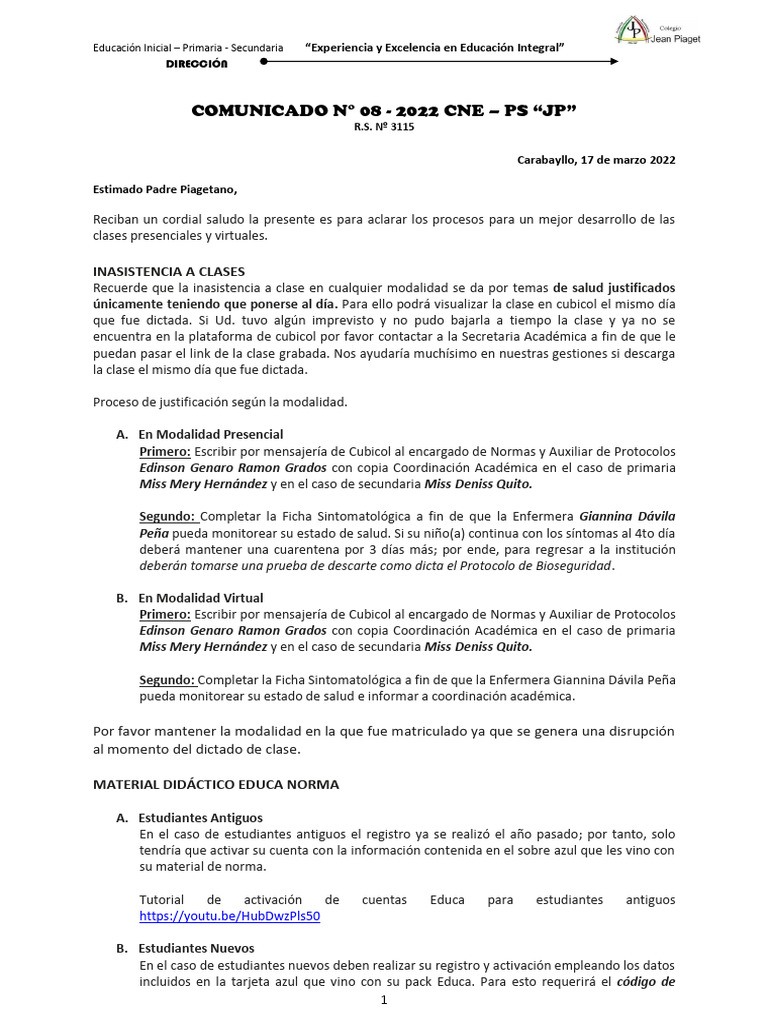 Comunicado #08-2022 PS | PDF