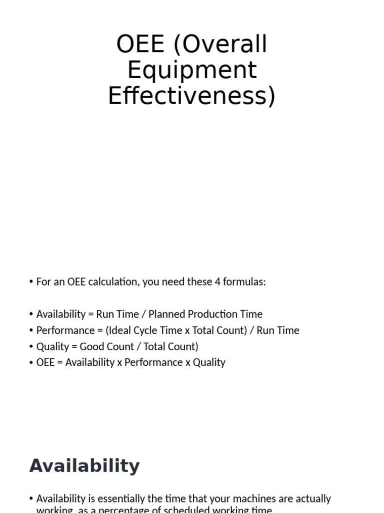OEE Calculation and Formulas Guide | PDF